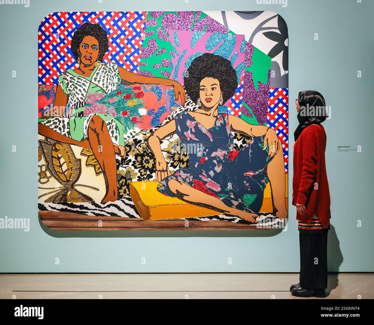 London, UK. 10th Feb, 2025. Hayward staff pose with Mickalene Thomas ...