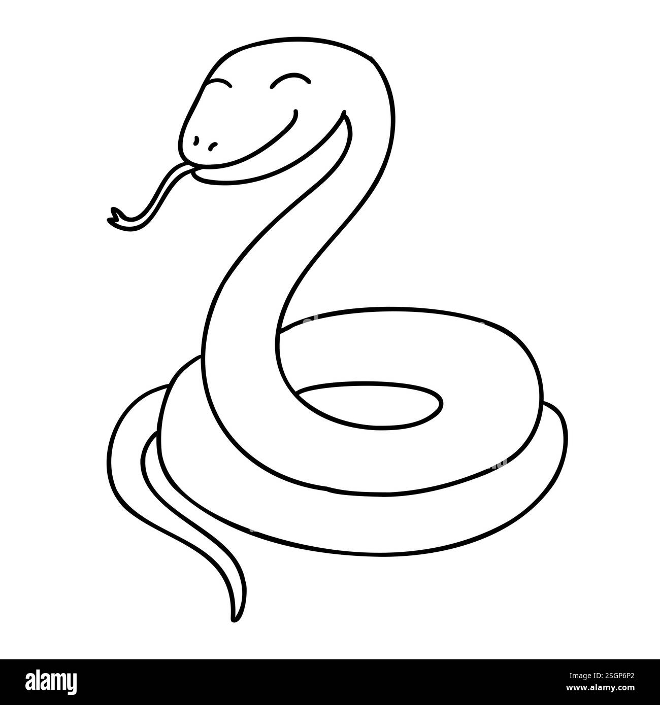 Cute smiling snake animal in cartoon doodle style. Vector illustration ...