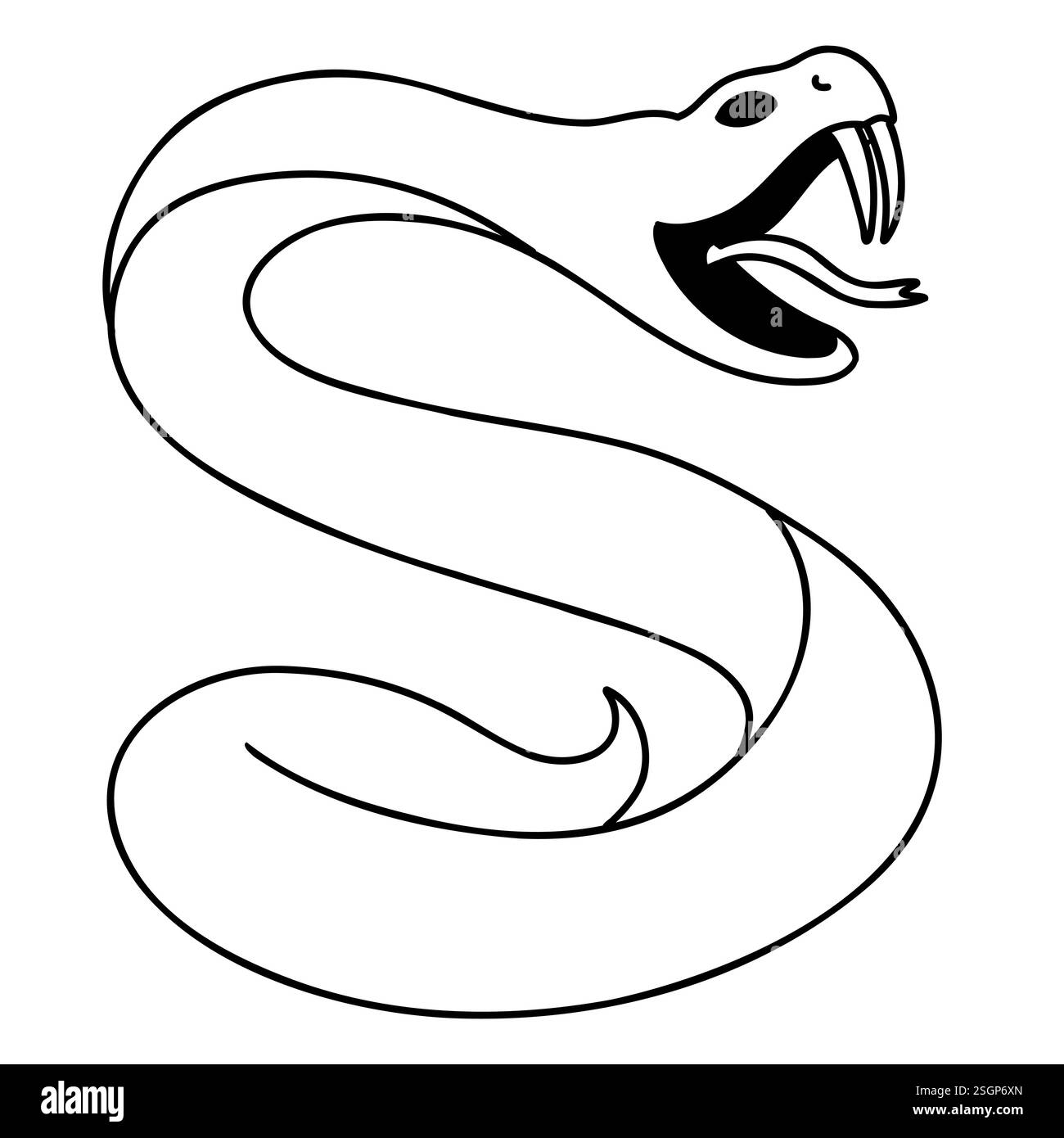 Snake animal in cartoon doodle style. Vector illustration isolated on ...