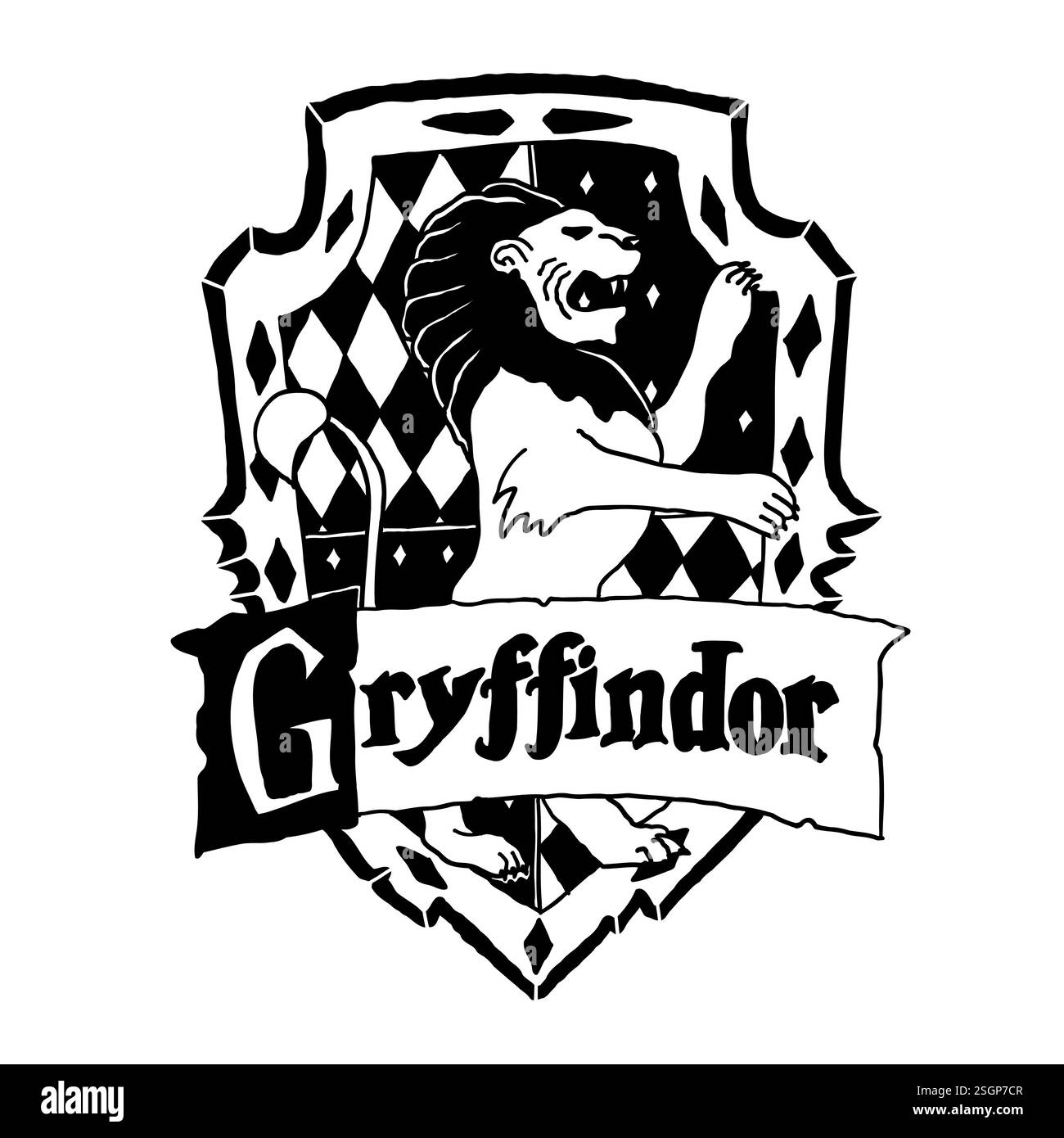 Harry Potter Gryffindor logo in outline doodle style. Hogwarts Legacy ...