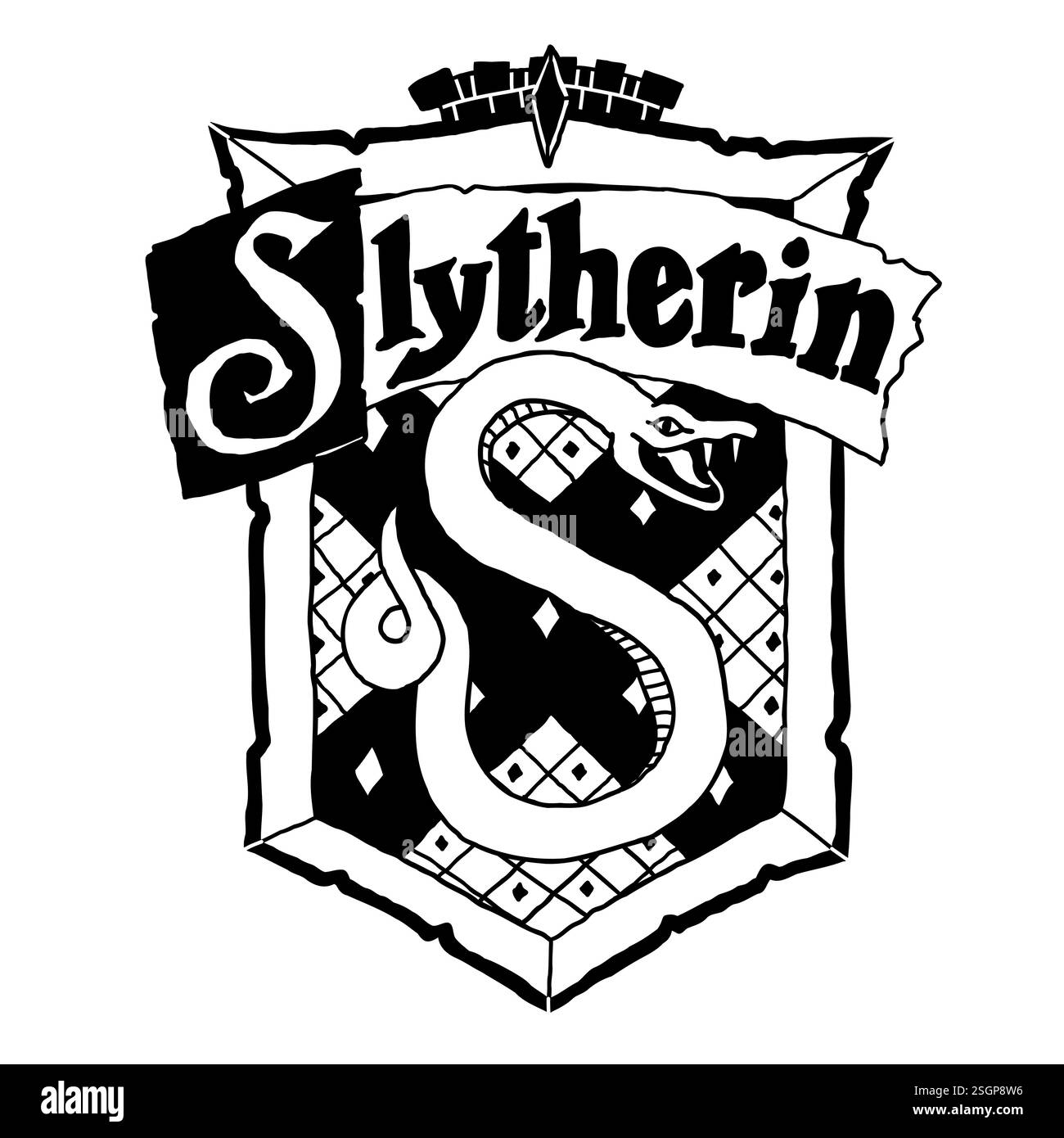Harry Potter Slytherin logo in outline doodle style. Hogwarts Legacy ...