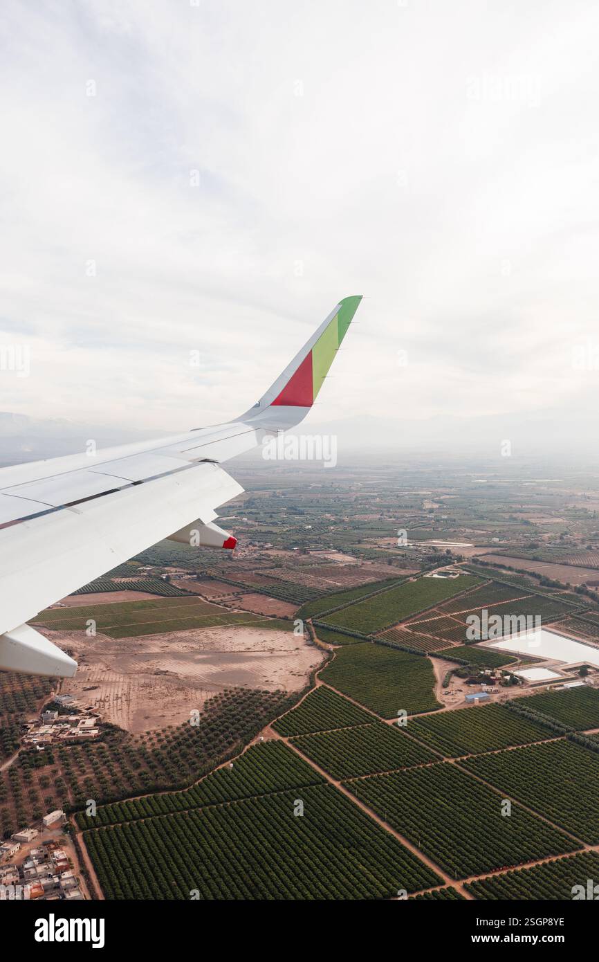 Travel by plane, flight arriving to Morocco, landing soon Stock Photo ...