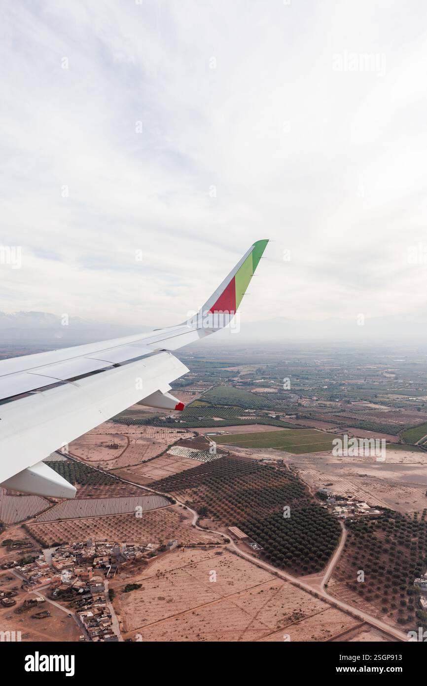 Travel by plane, flight arriving to Morocco, landing soon Stock Photo ...