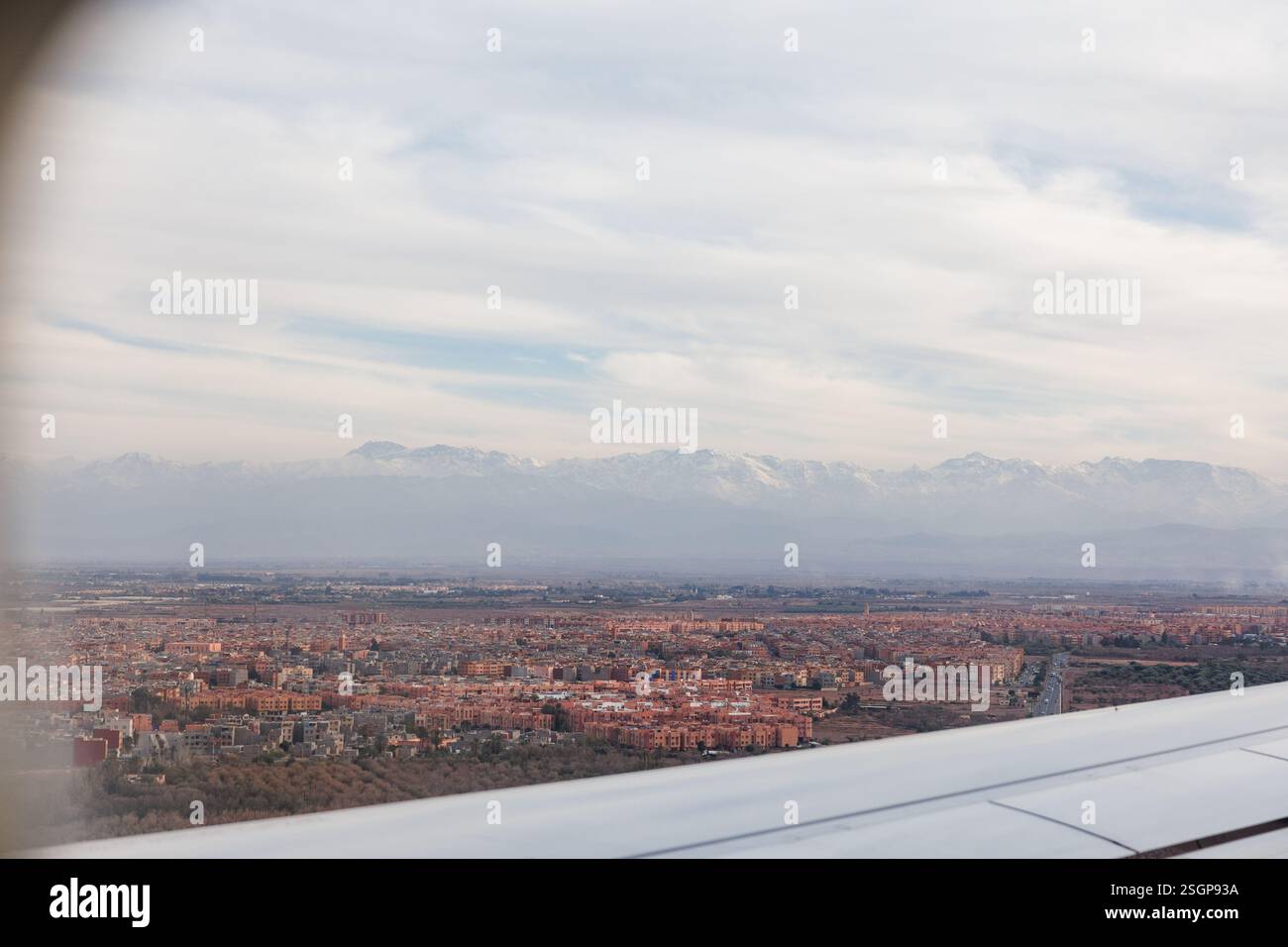 Travel by plane, flight arriving to Morocco, landing soon Stock Photo ...