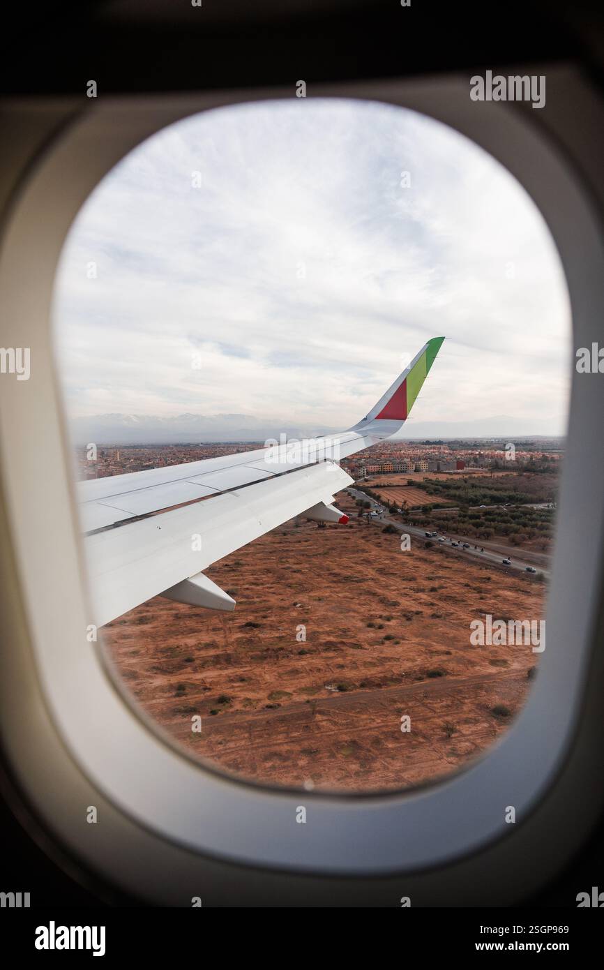Travel by plane, flight arriving to Morocco, landing soon Stock Photo ...