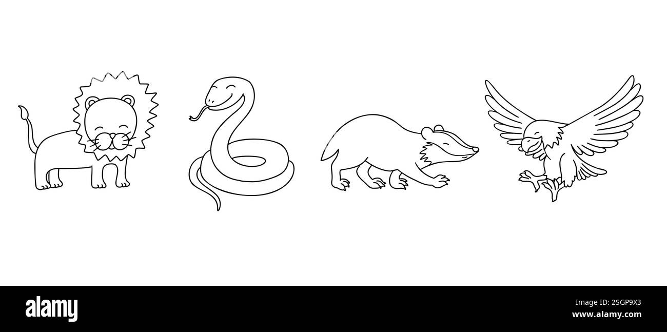 Harry Potter Gryffindor logo in cartoon doodle style. Vector ...