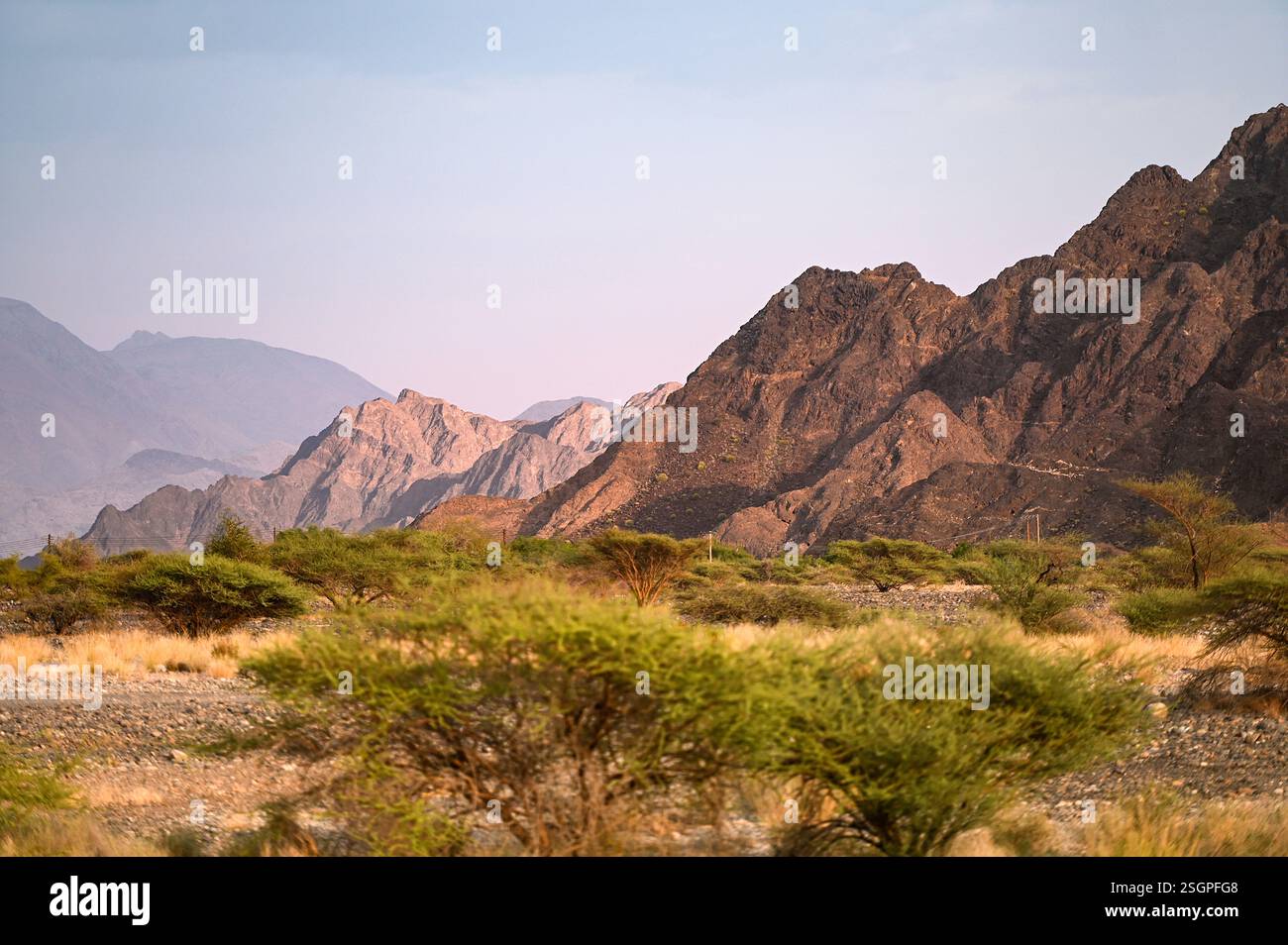 Traditional arabian landscape with mountains, during evening Stock ...