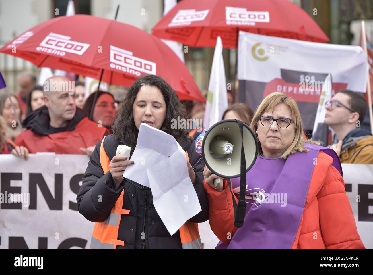 Santiago, Spain, feb 10th 2025. demostration for dependent patients in ...