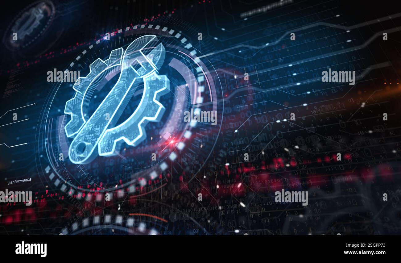 Management setting gear and maintenance fixing symbol digital concept ...