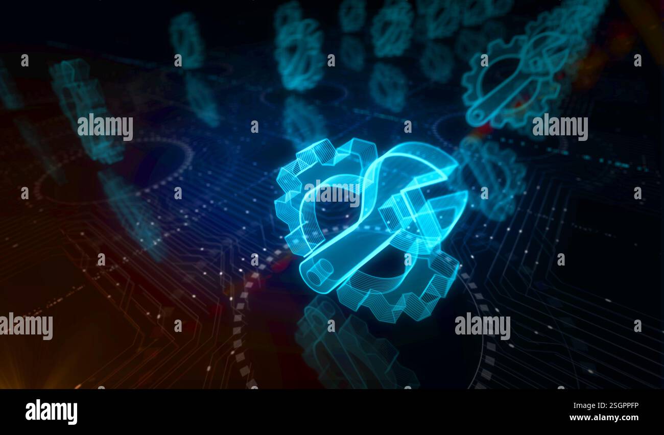 Management setting gear and maintenance fixing symbol digital concept ...