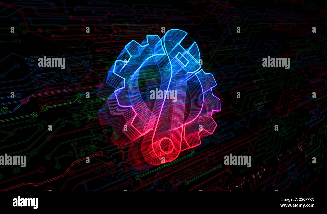 Management setting gear and maintenance fixing symbol digital concept ...