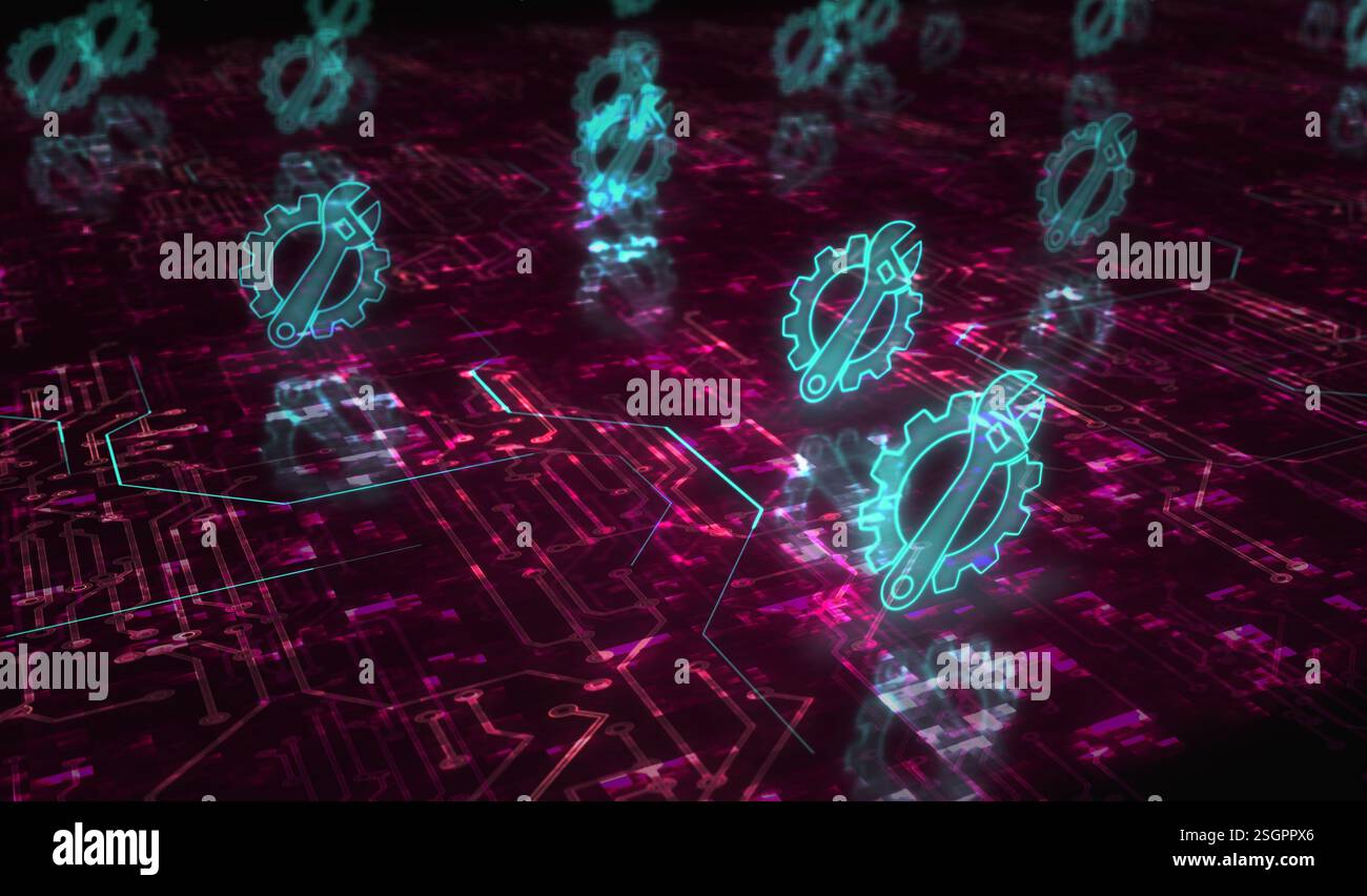 Management setting gear and maintenance fixing symbol digital concept ...