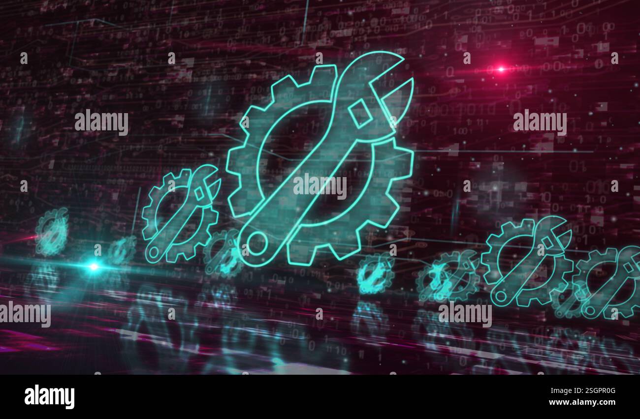 Management setting gear and maintenance fixing symbol digital concept ...