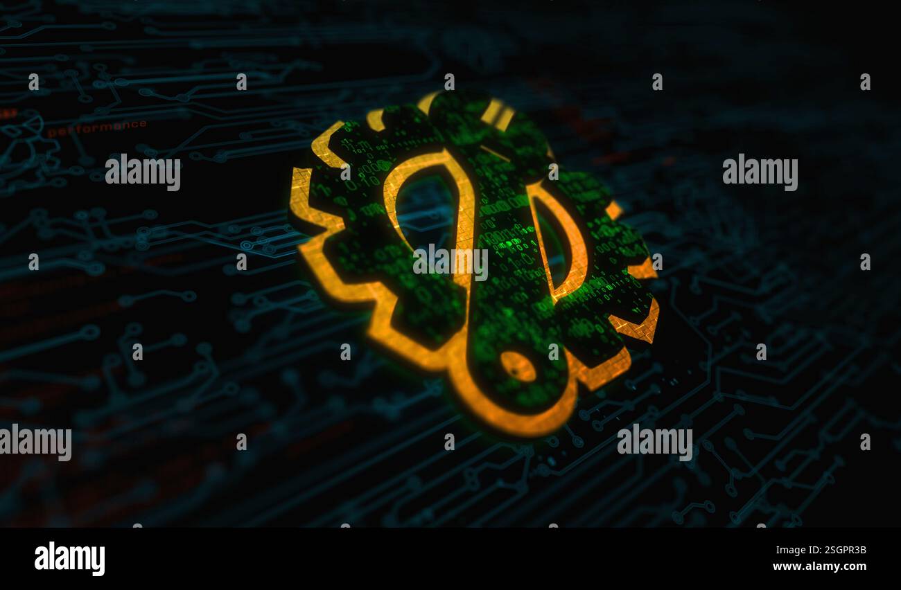 Management setting gear and maintenance fixing symbol digital concept ...