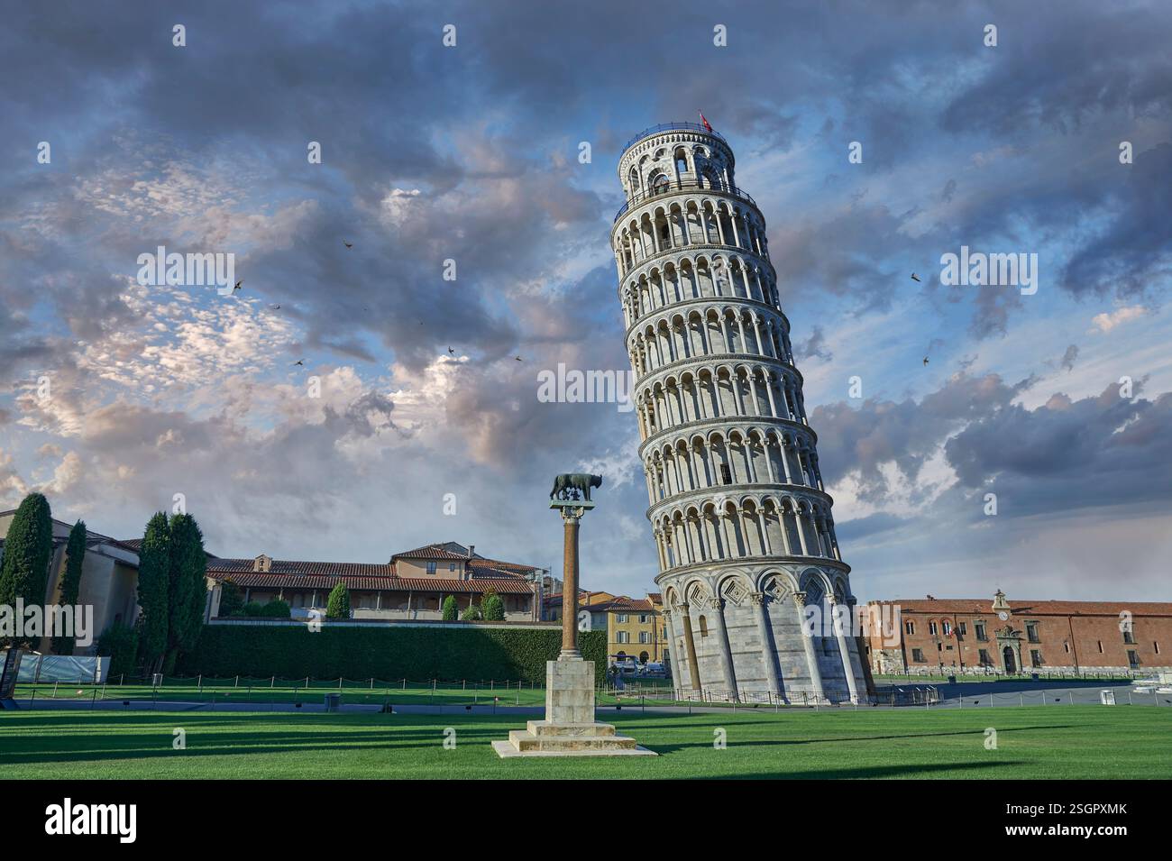 Photo of the medieval romanesque Leaning Tower of Pisa (cathedral bell ...