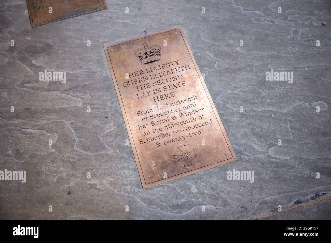 Queen Elizabeth II Plaque, Westminster Hall, Parliament, London Stock ...