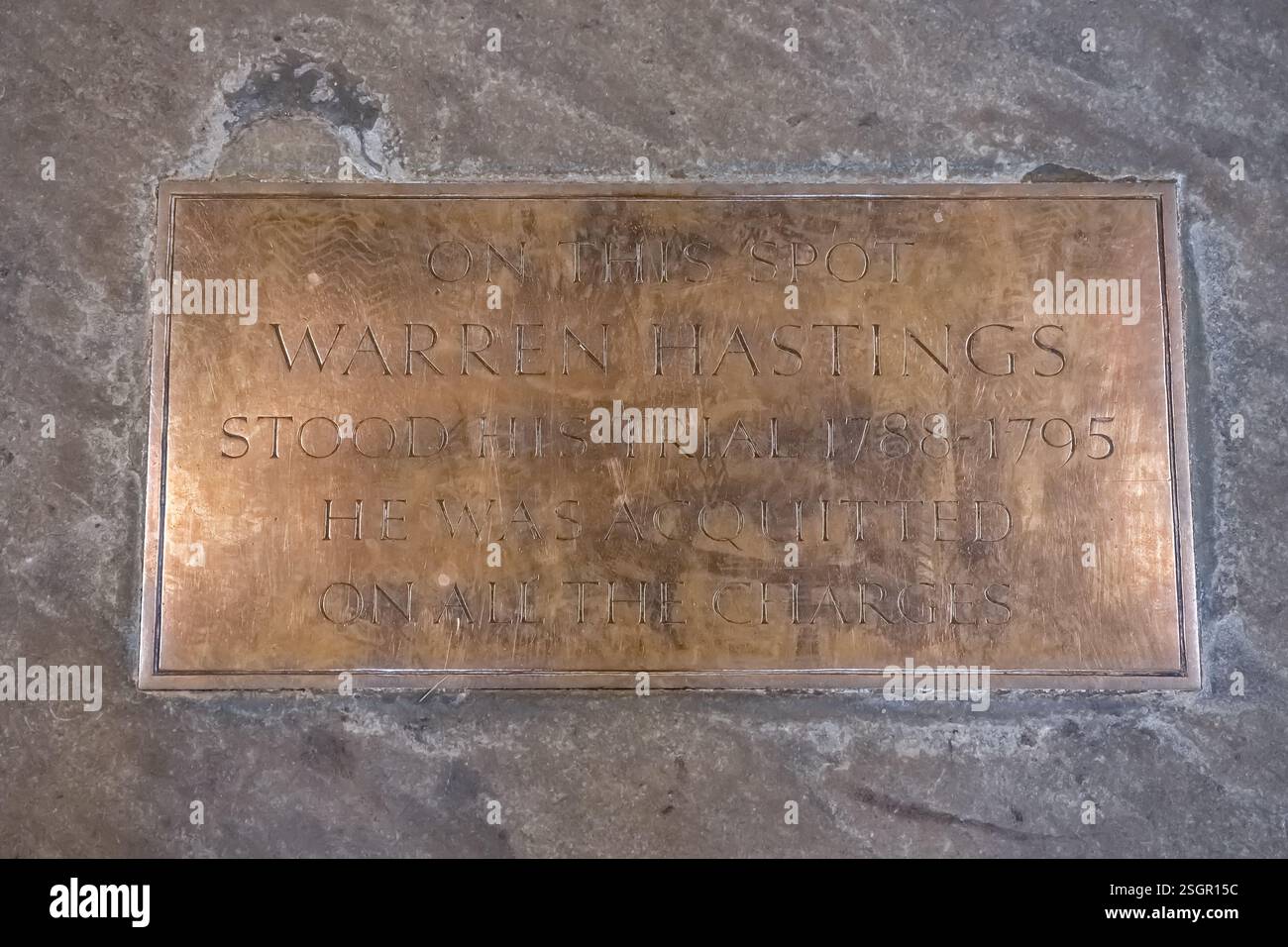 Warren Hastings Plaque, Westminster Hall, Parliament, London Stock ...