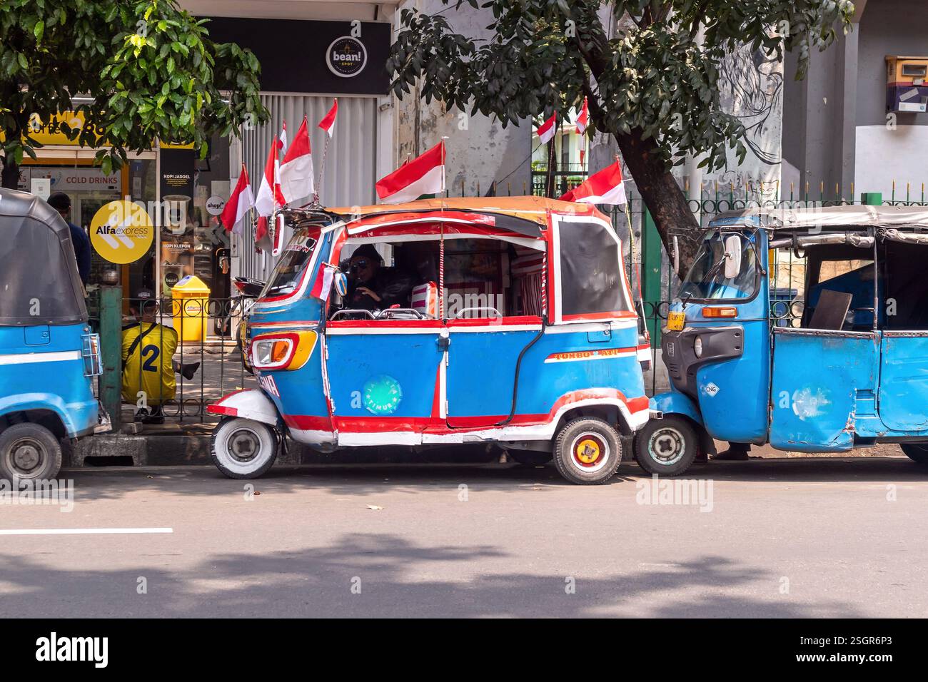 Jakarta, Indonesia - August 10, 2024: A bajaj decorated with the ...
