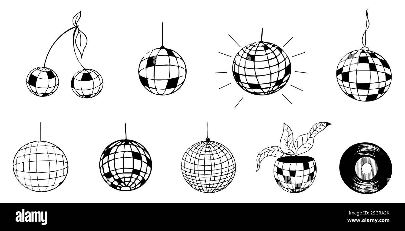 Disco ball doodle line tattoo y2k coquette trendy groovy decoration ...