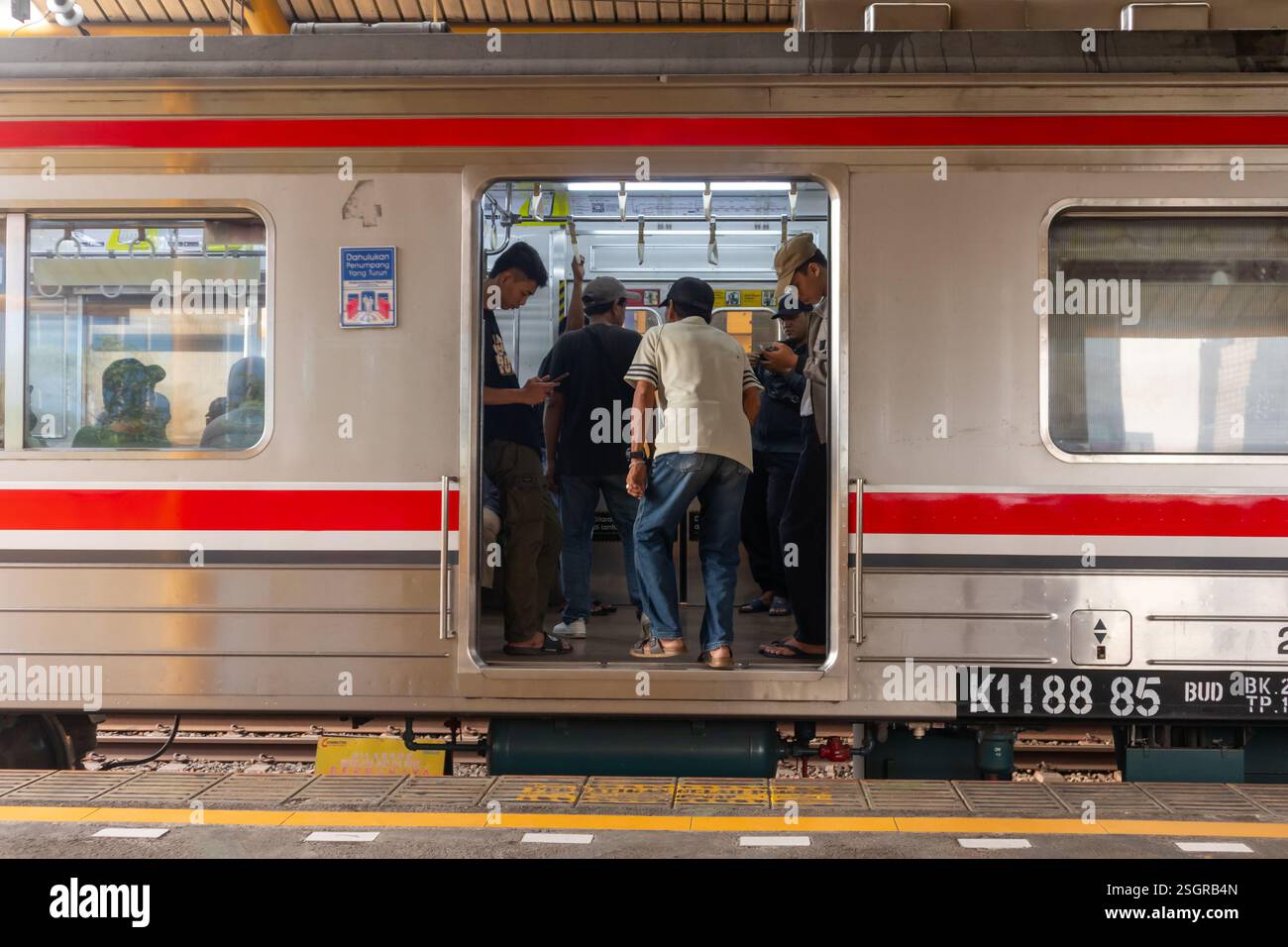 Jakarta, Indonesia - May 05, 2024: Side view of a commuter line train ...