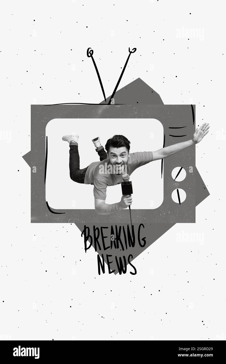 Painted image creative collage of television set live streaming ...