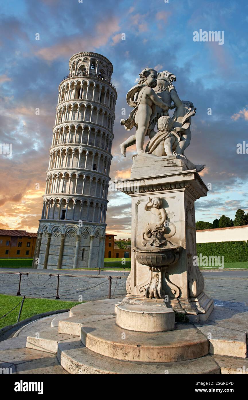 Photo of the medieval romanesque Leaning Tower of Pisa (cathedral bell ...