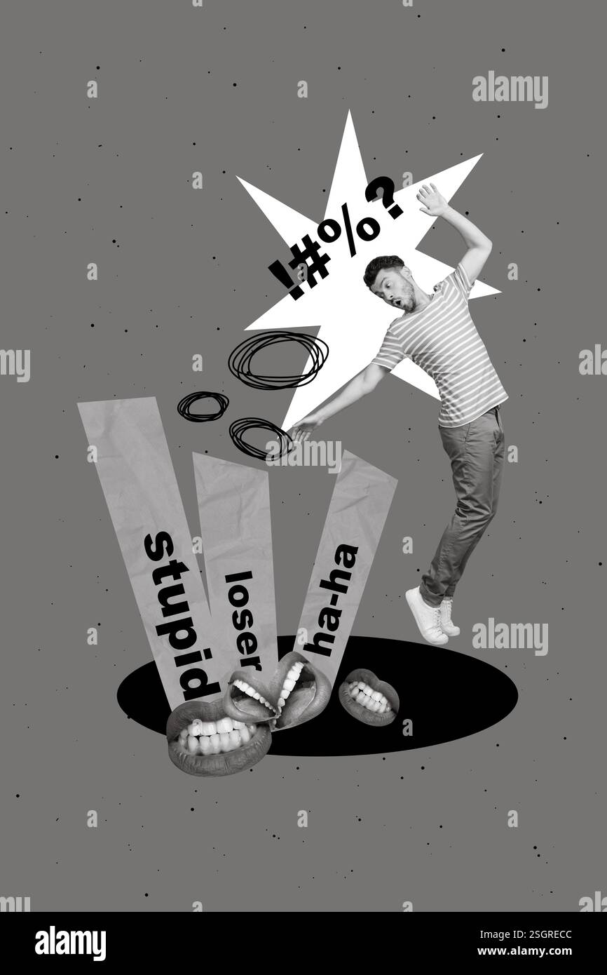 Unusual advert creative 3d composition collage of magic hole with mouth ...