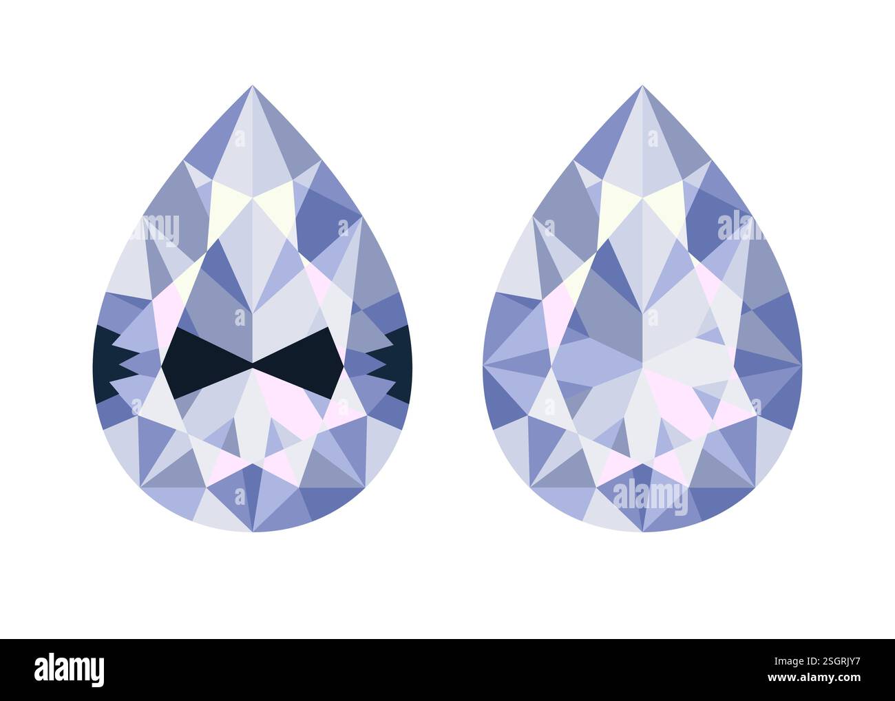 Pear cut diamond with and without bow tie effect Stock Vector Image ...
