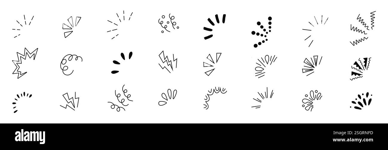 explosion, burst, and surprise ray icon in a hand-drawn continuous line ...