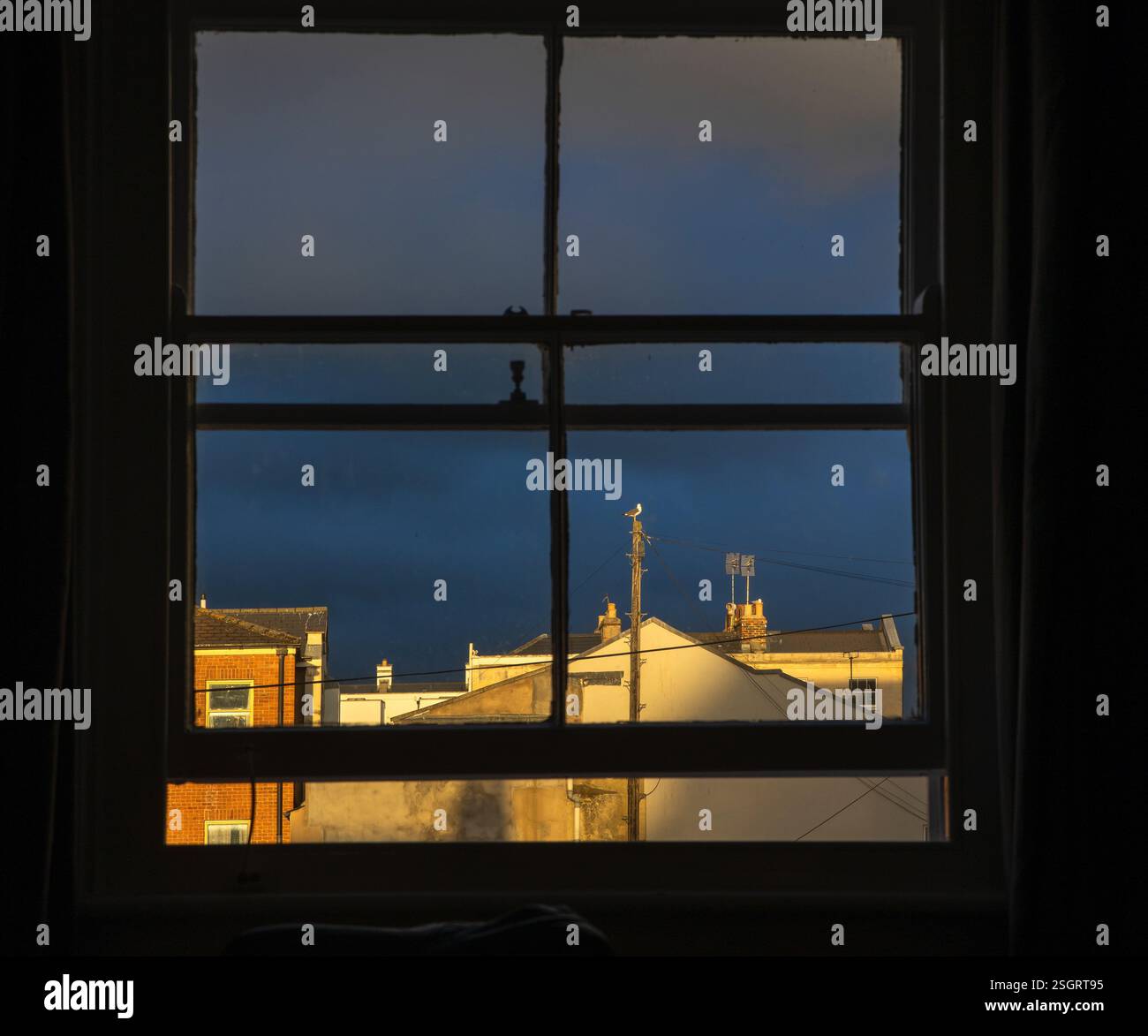 Sunset trough a window at Swindon UK England. Dennis Hopper style Stock ...