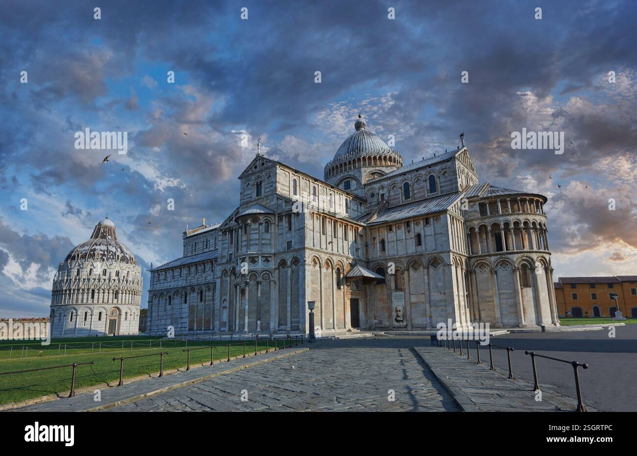 Photo of the exterior of the medieval romanesque cathedral of Pisa ...