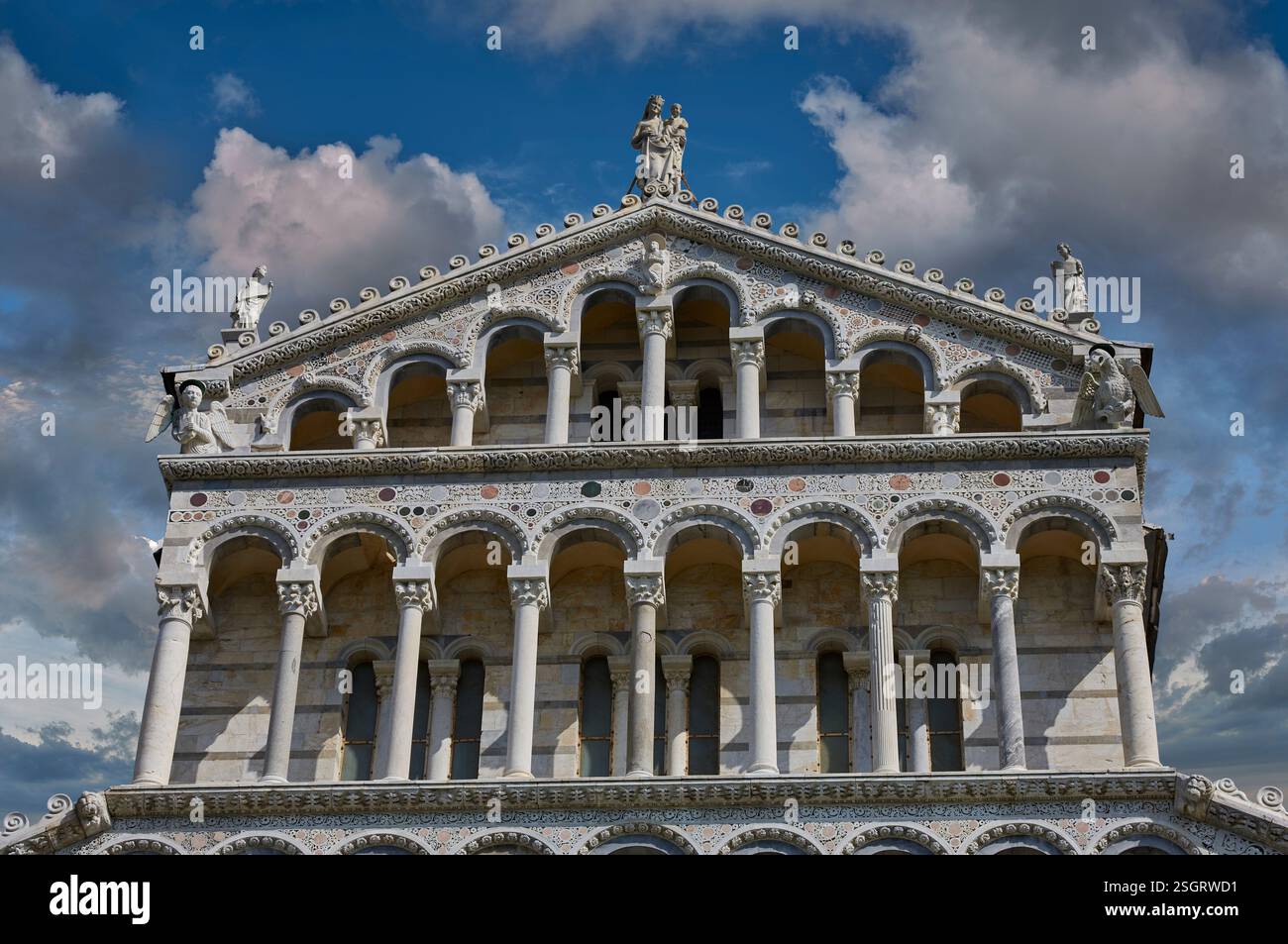 Photo of the medieval romanesque arcades on the fascade of the ...