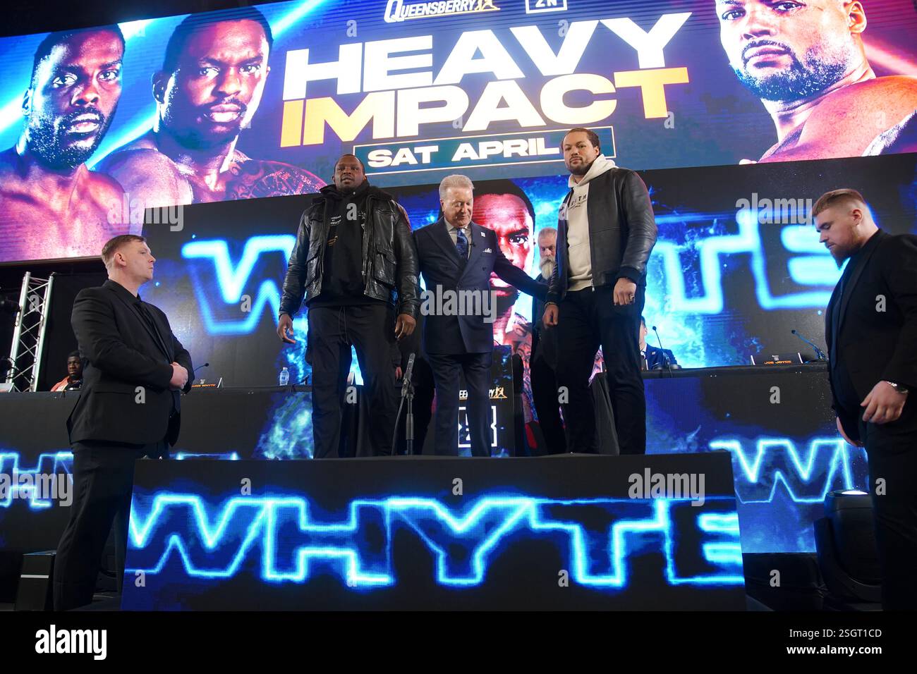Dillian Whyte, Frank Warren and Joe Joyce during a press conference at ...