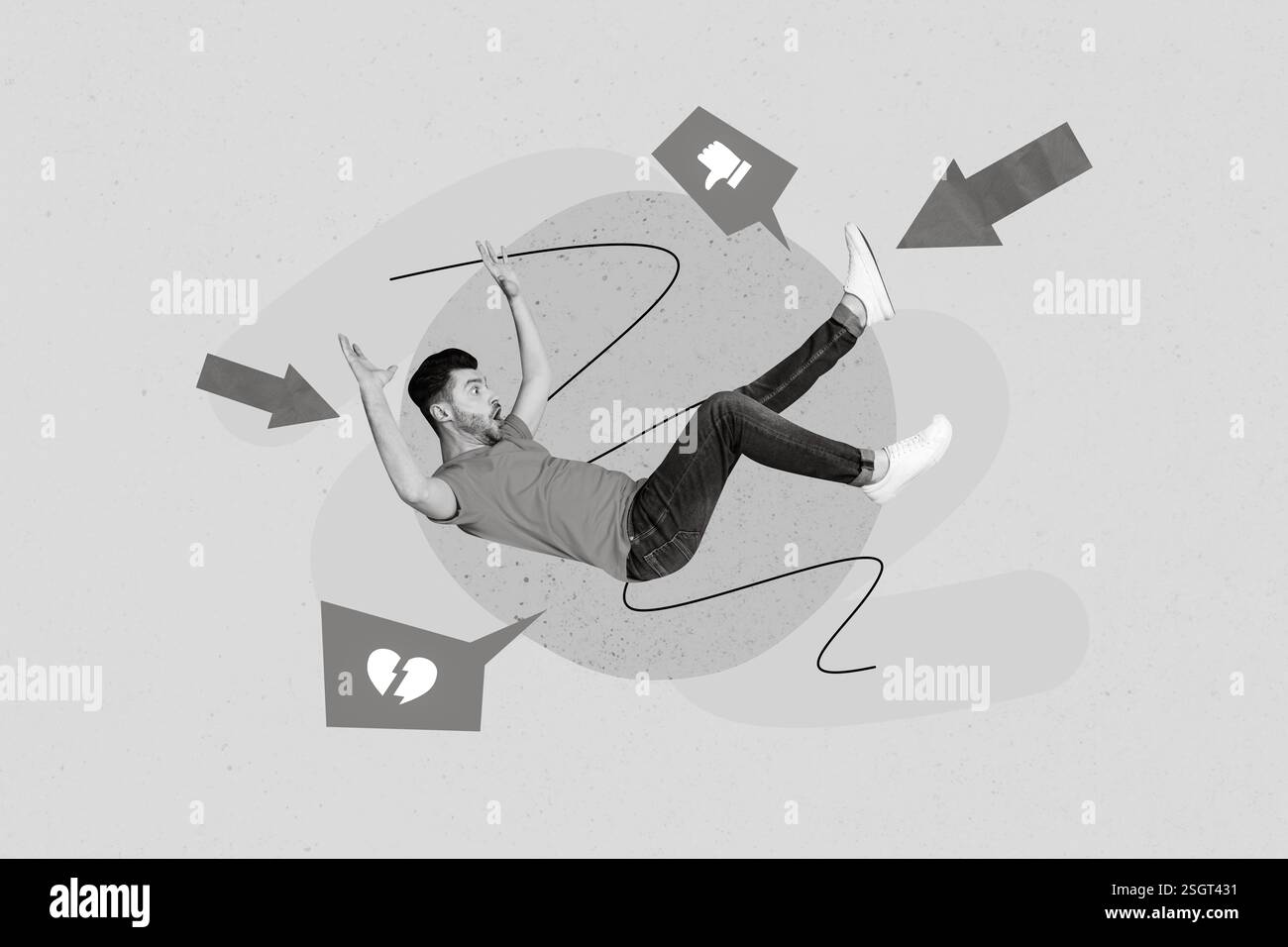 Creative photo collage illustration of funny headless guy monitor ...