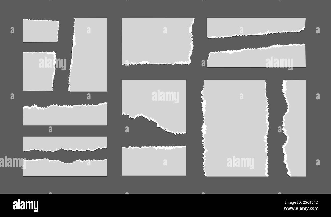 Torn pieces of paper, set of different pieces of paper. Vector Stock ...