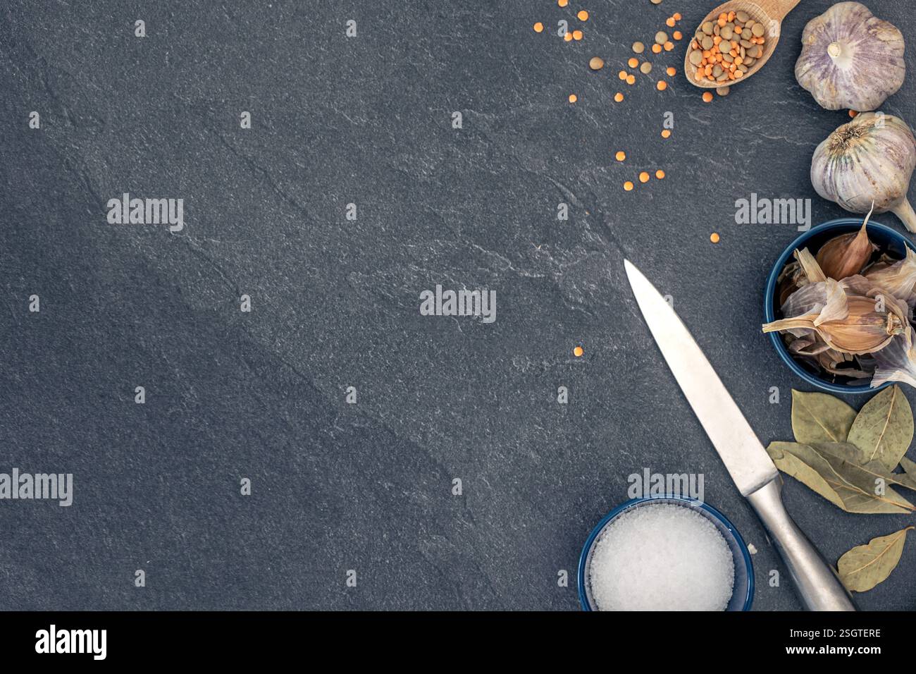 Cooking ingredients background. Food background with spices, herbs and ...