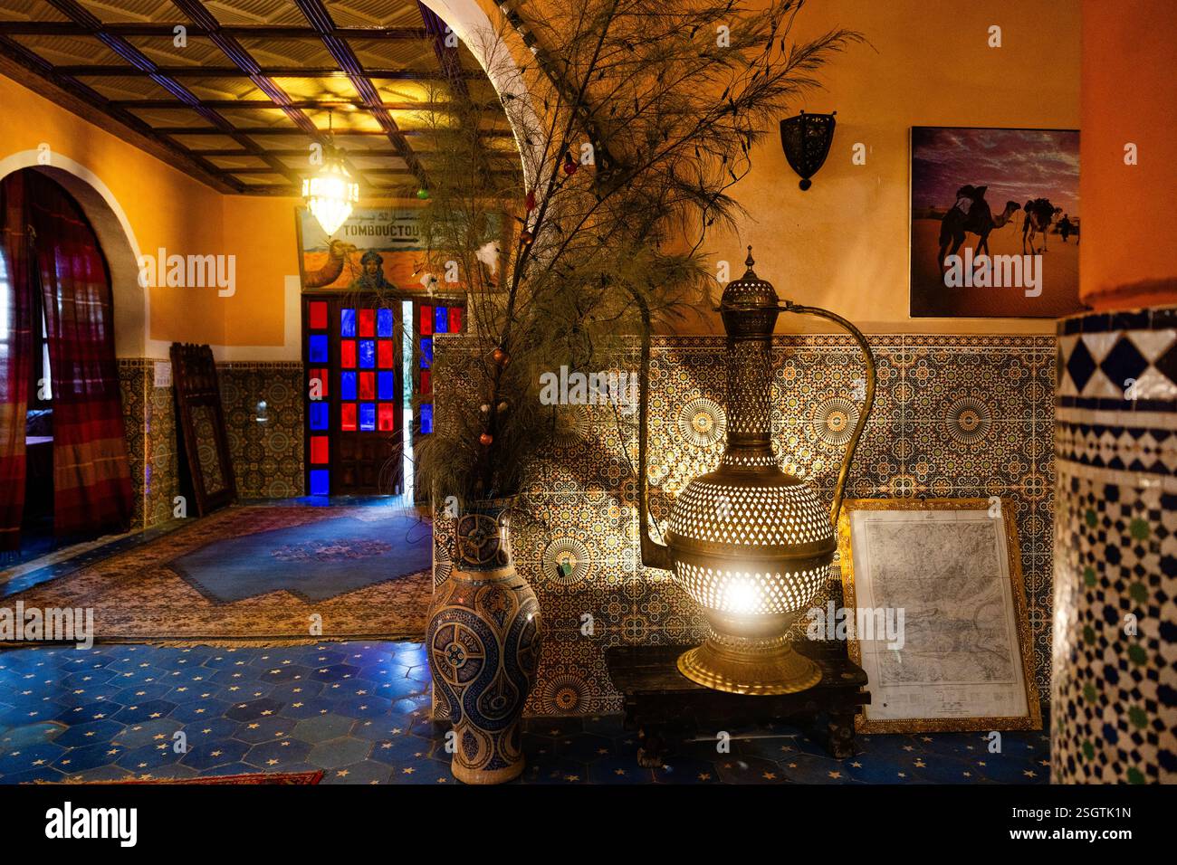 Interior of building in Morocco, traditional riad, in Marrakech Stock ...