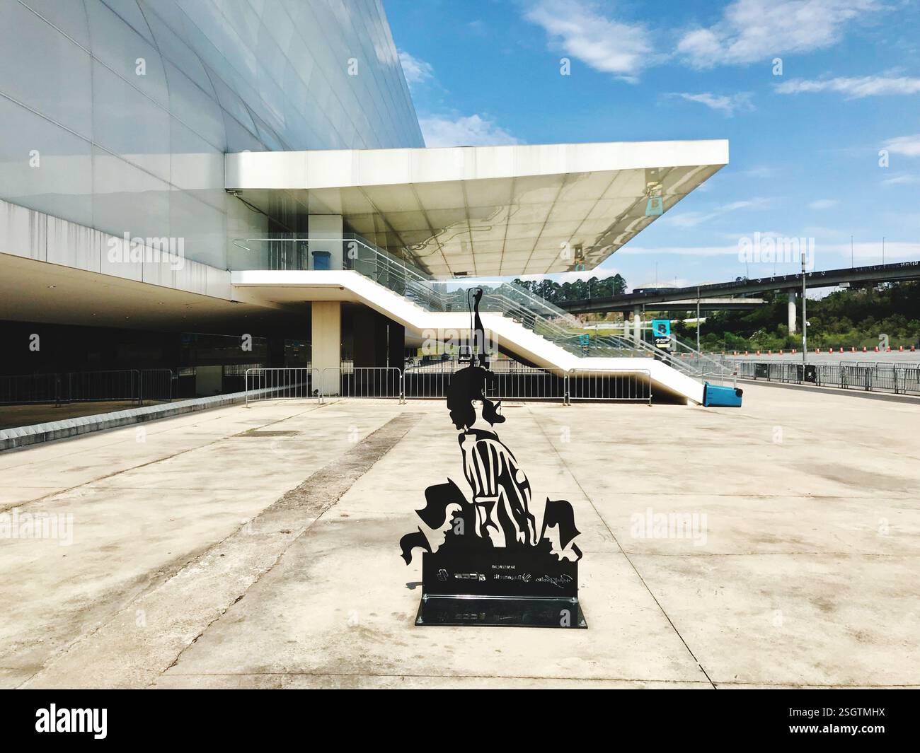 Sculpture of the football player Sócrates in the main entrance of the ...
