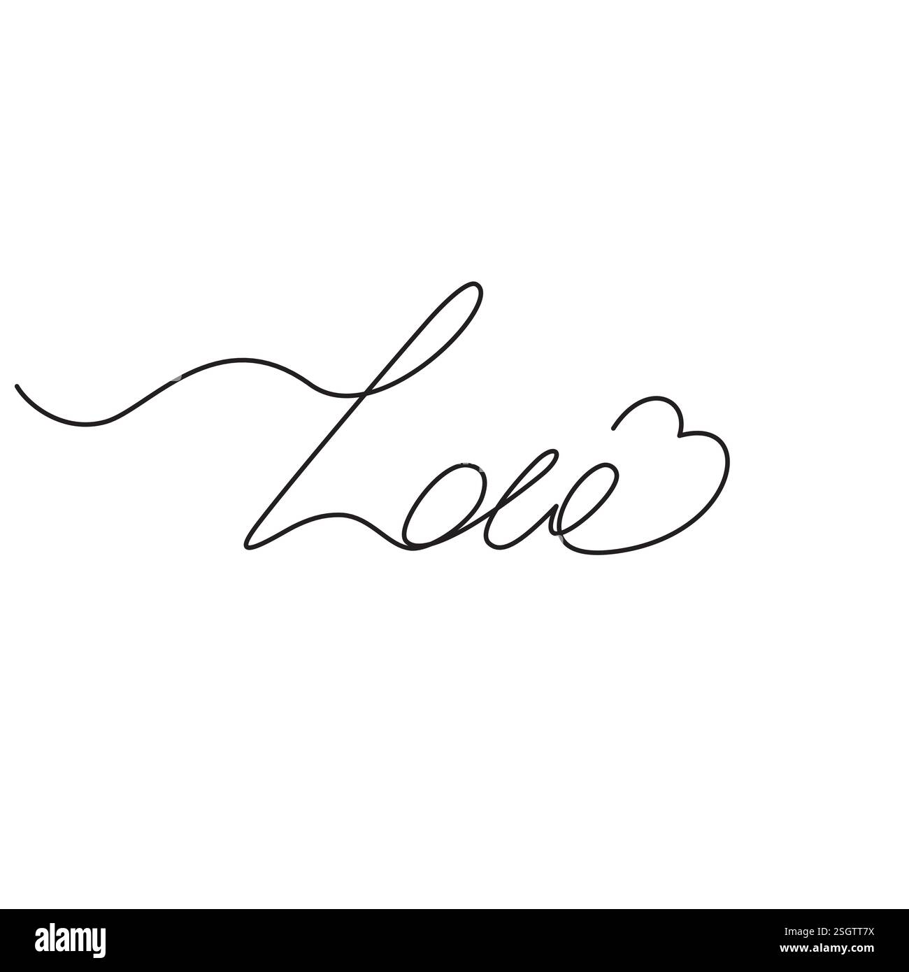 a handwritten continuous one line love word on a white background Stock ...