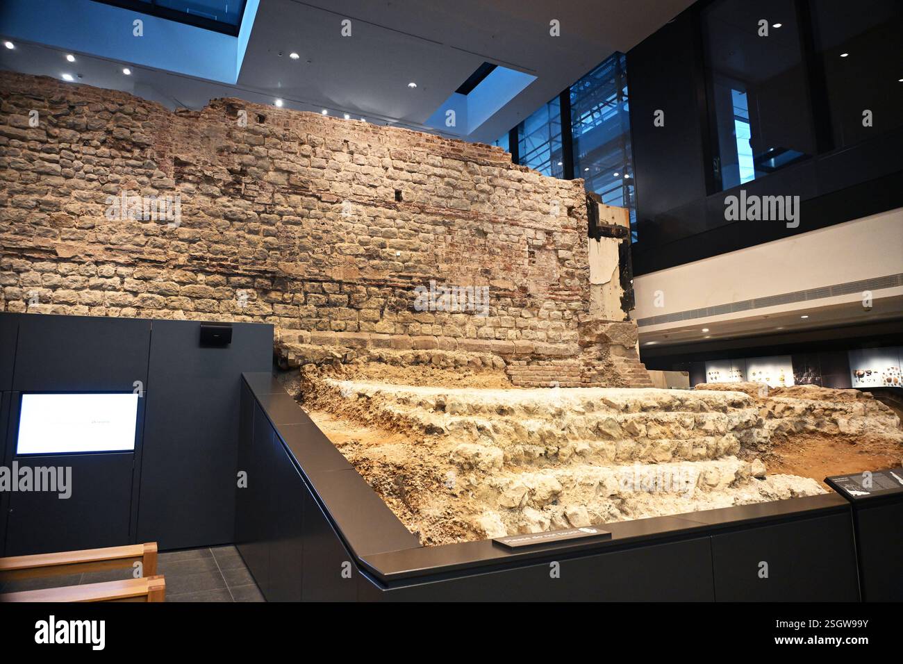 Parts of the Ancient Roman London Wall on Display in a Modern Office ...