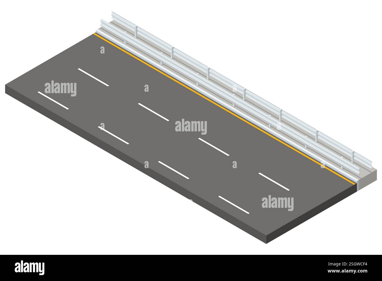 Isometric vector illustration of a highway section with lane markings ...