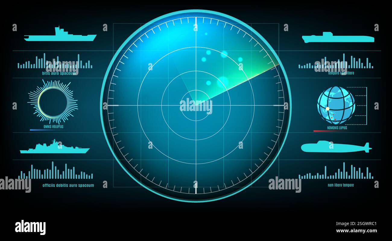 Military Ship Sonar Screen Interface Stock Vector Image And Art Alamy