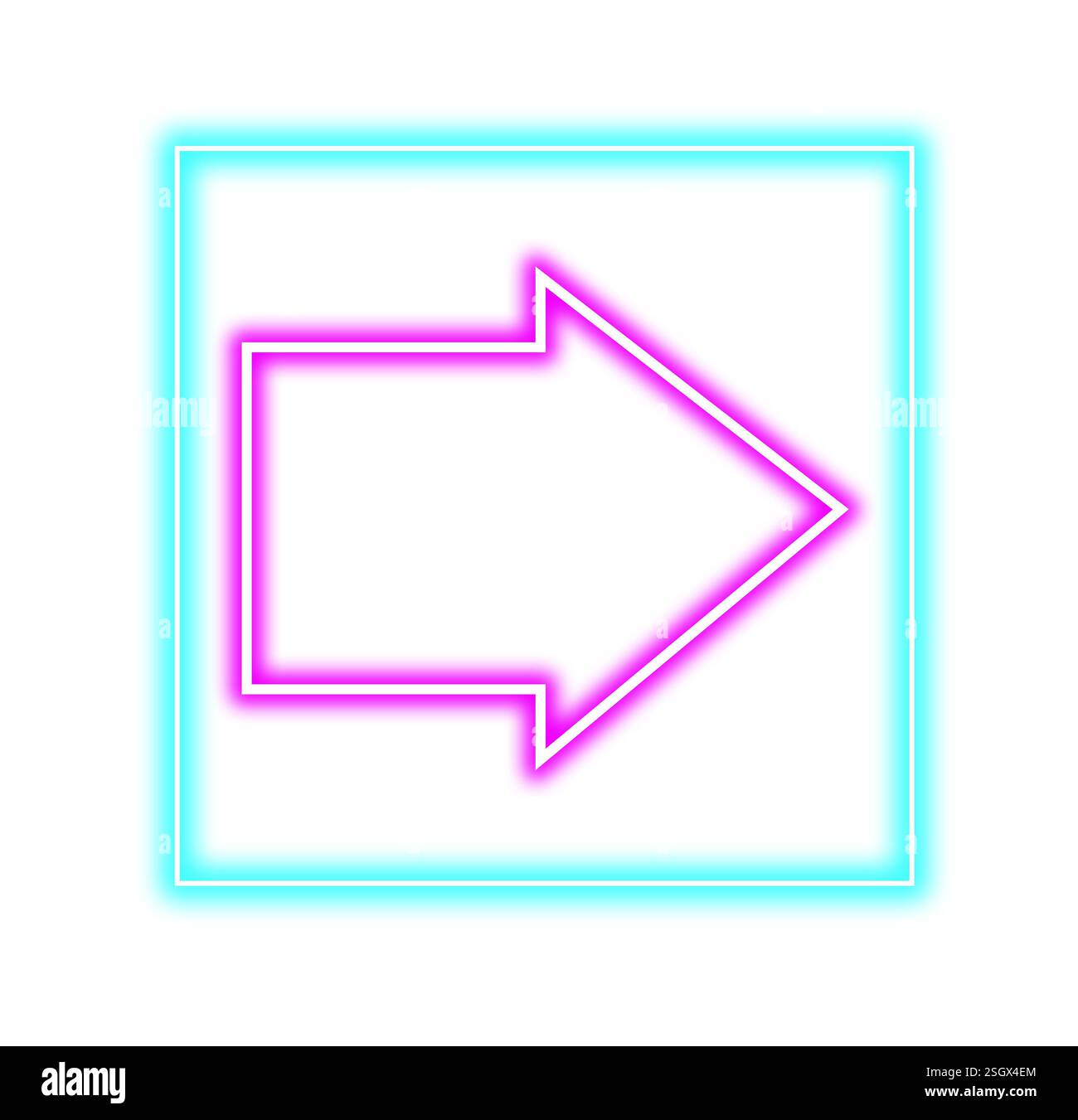 Neon pointer with arrow on white background Stock Photo - Alamy