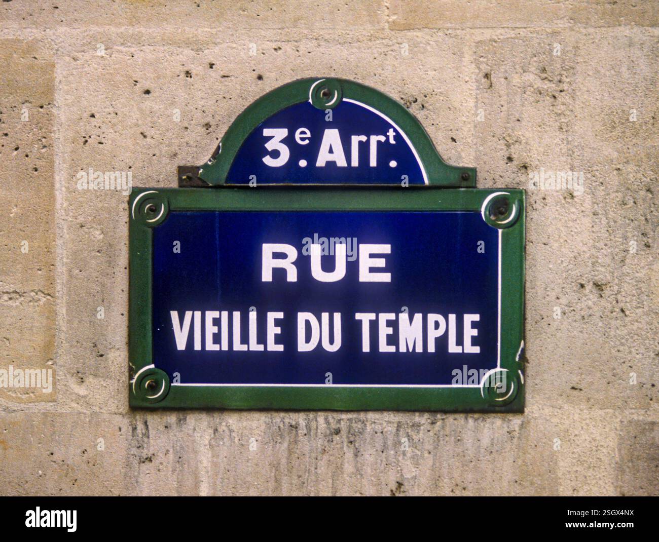 Street sign which translates to "old temple street" in a Jewish ...