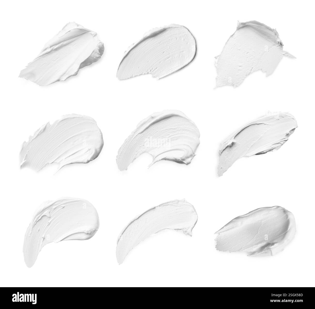 Set of cream samples isolated on white Stock Photo - Alamy