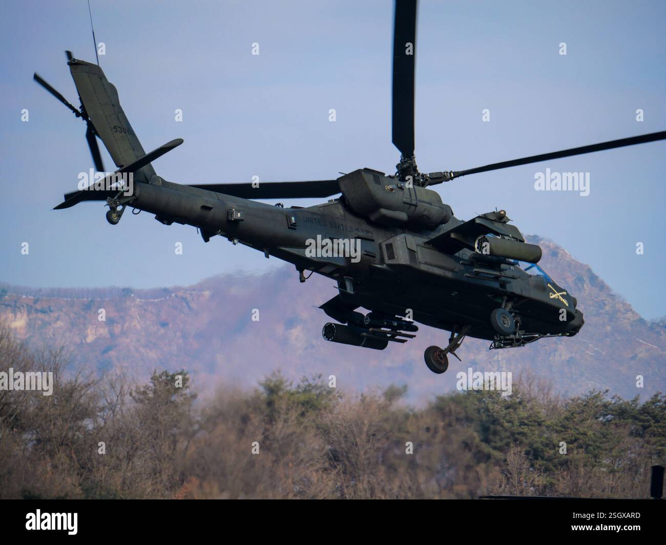 Pocheon, South Korea. 09th Feb, 2025. A U.S. AH-64 Apache helicopter ...