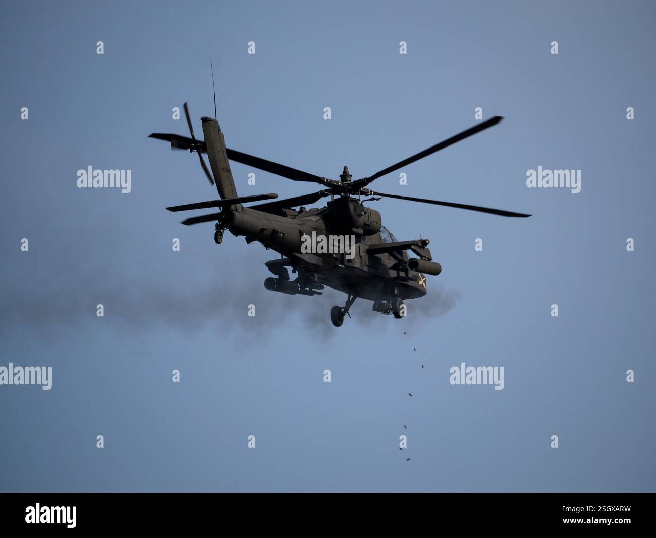 Pocheon, South Korea. 09th Feb, 2025. An AH-64 Apache helicopter fires ...