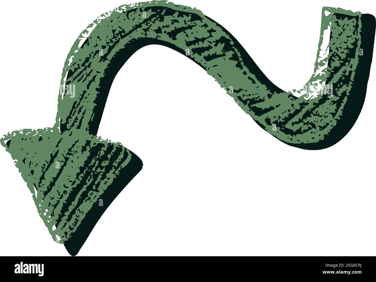 Arrow crayon drawing. Neo brutalist doodle style. Pointer for collage ...