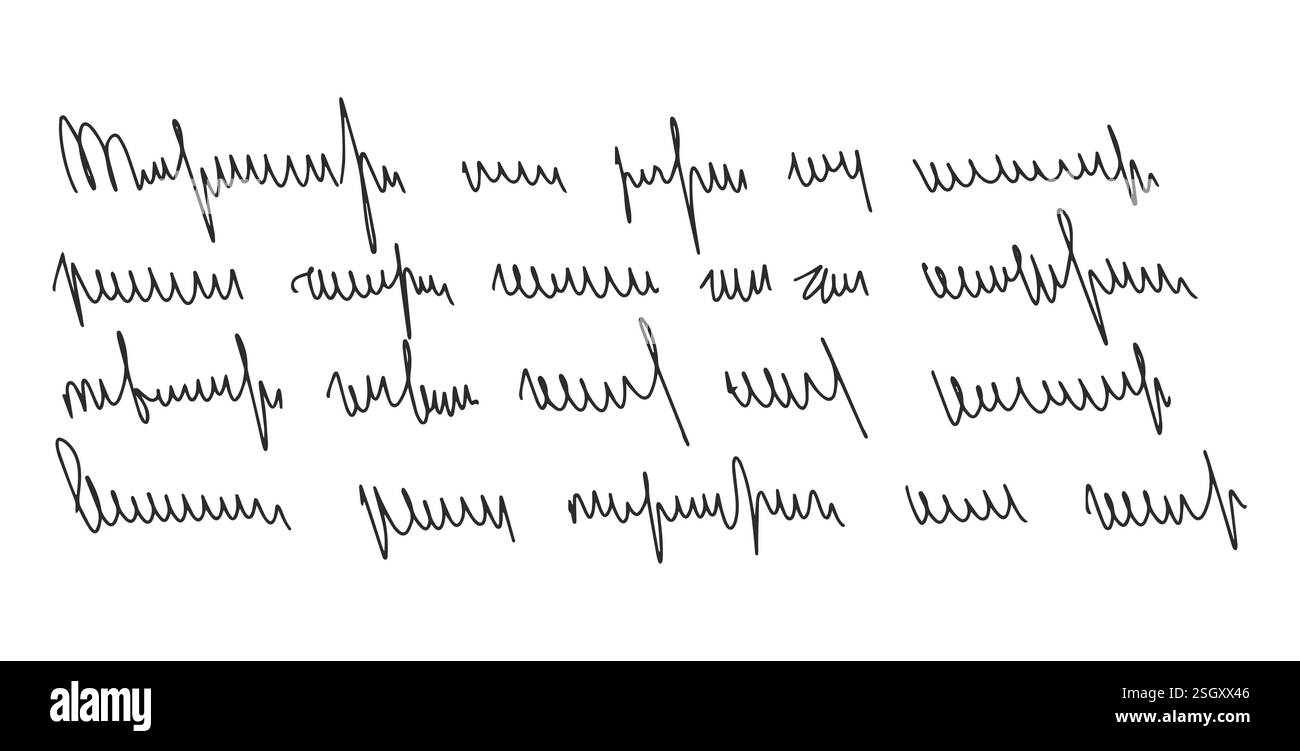 Illegible fake decorative cursive script message. Handwritten ink ...