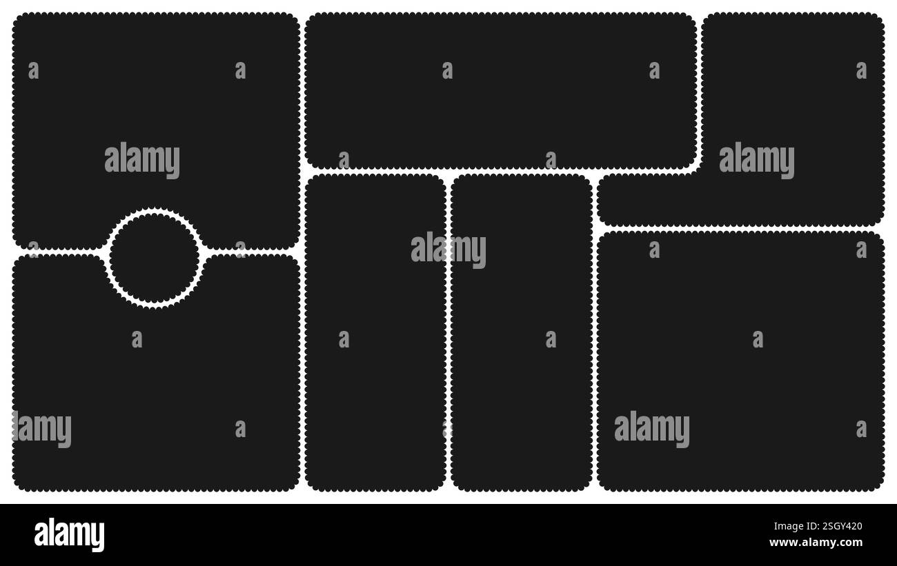 Scallop edged frame template. Bento grid shapes. Geometry modular ...
